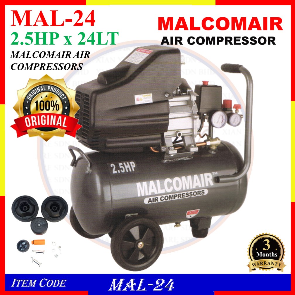 MAL-24 2.5HP x 24LT MALCOMAIR AIR COMPRESSORS | MAL24 | MAL 24 ...