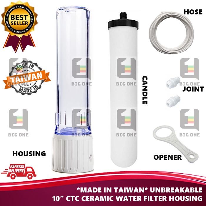 (MADE IN TAIWAN) UNBREAKABLE 10" PRE FILTER CTC3000 SUPER SLIM CTC HOUSING CERAMIC WATER FILTER ...