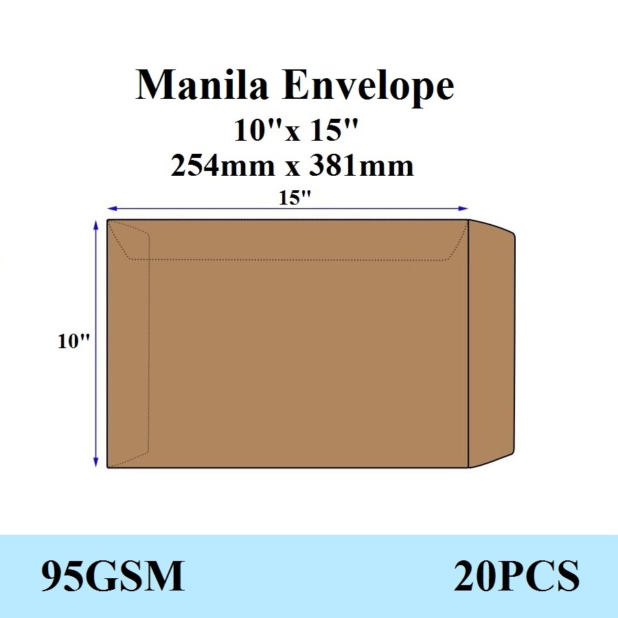 MANILA ENVELOPE 10 X 15 INCH 254 X 381 MM 20 PCS - ME-10X15 - 95GSM ...