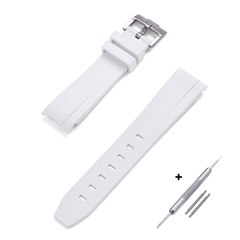 Curved Strap Rubber Watch Strap Curved End TPU Watch Band 20mm 22mm ...