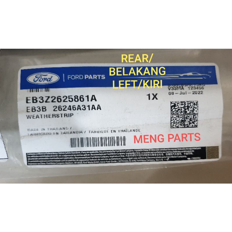 ORIGINAL FORD RANGER T6 & T7 & T8 XLT 2012Y-2022Y DOOR GLASS INNER MOULDING EB3Z-26-21456-B EB3Z ...