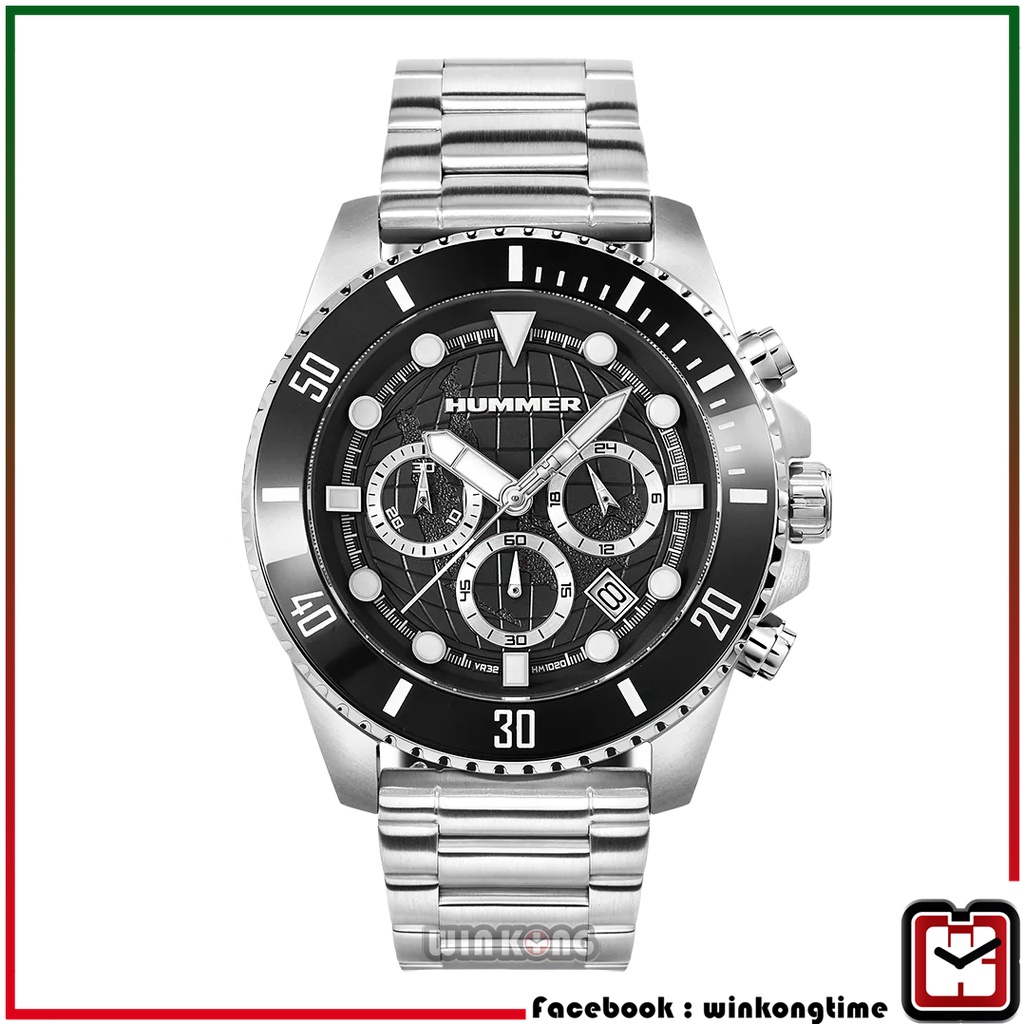 HUMMER MEN CHRONOGRAPH SPORTS 1020 SILVER BLACK STEEL (1 Years ...