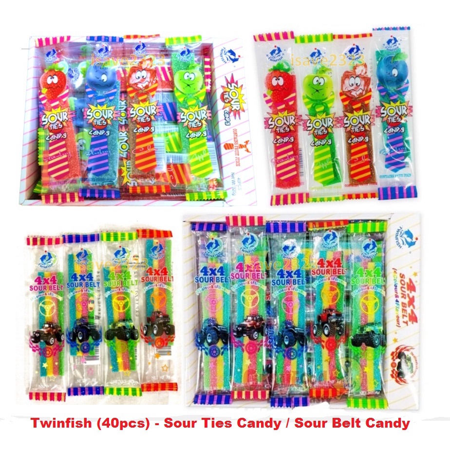 Twinfish (8g x 40pcs) - Sour Ties Candy / Sour Belt Candy | Shopee Malaysia
