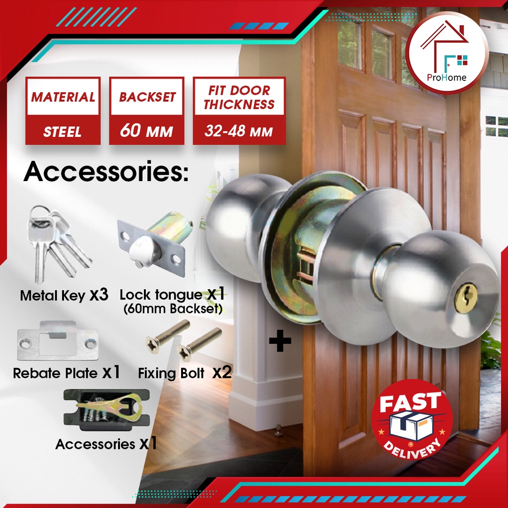 *Good Quality* Cylindrical Door Lock Set/ SSAC Door Lock/ Tombol Pintu ...