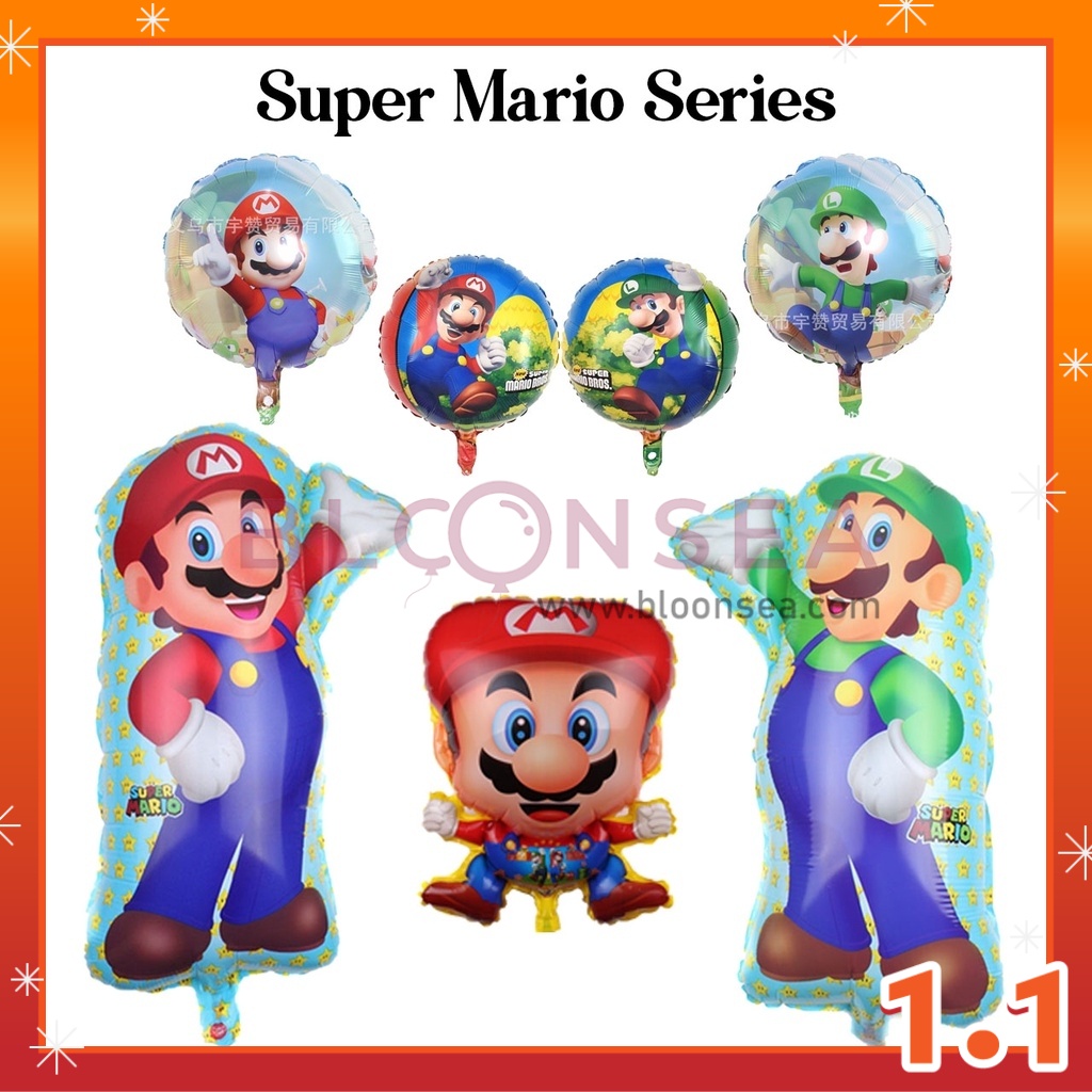 Super Mario Bros Theme Foil Balloons Anime Figure Garland Set Toys ...