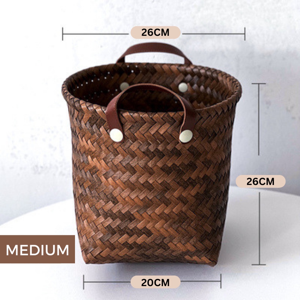 Aesthetic Premium Big Storage Basket Handmade With Handle Multiuse Raga ...