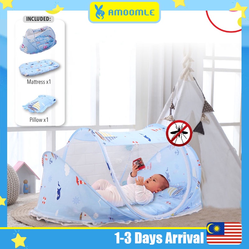Baby Folding Mosquito Net 3 in 1 Infant Cushion Mattress Baby Bed Nets ...