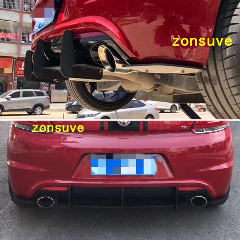For VW Scirocco R Rear Bumper Diffuser Spoiler Lip Protector Splitter ...