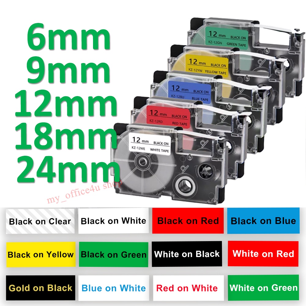 Compatible CASIO EZ Label Printer Tape 9mm 12mm 18mm Label Cartridge ...