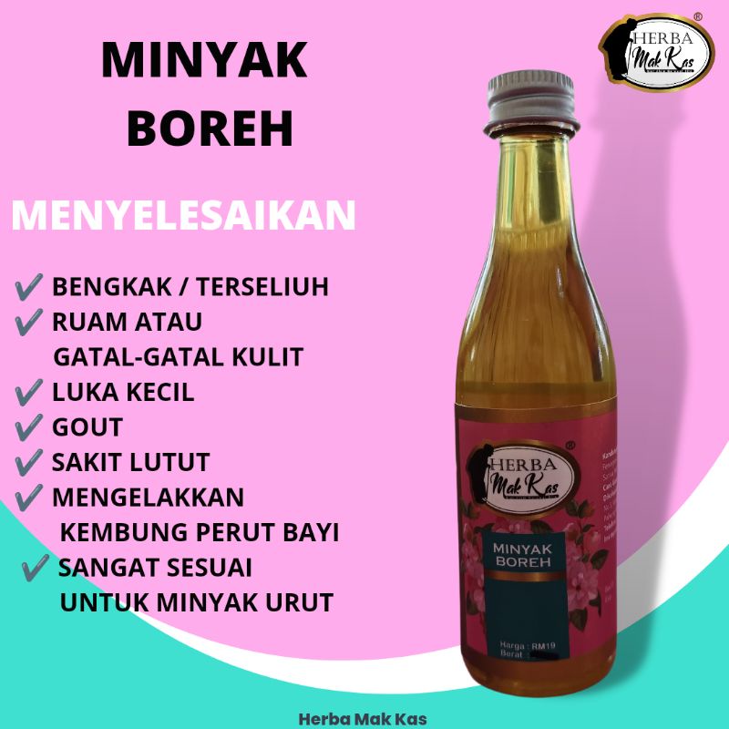 Natural Minyak Boreh Herba Mak Kas Minyak herba minyak urut | Shopee ...