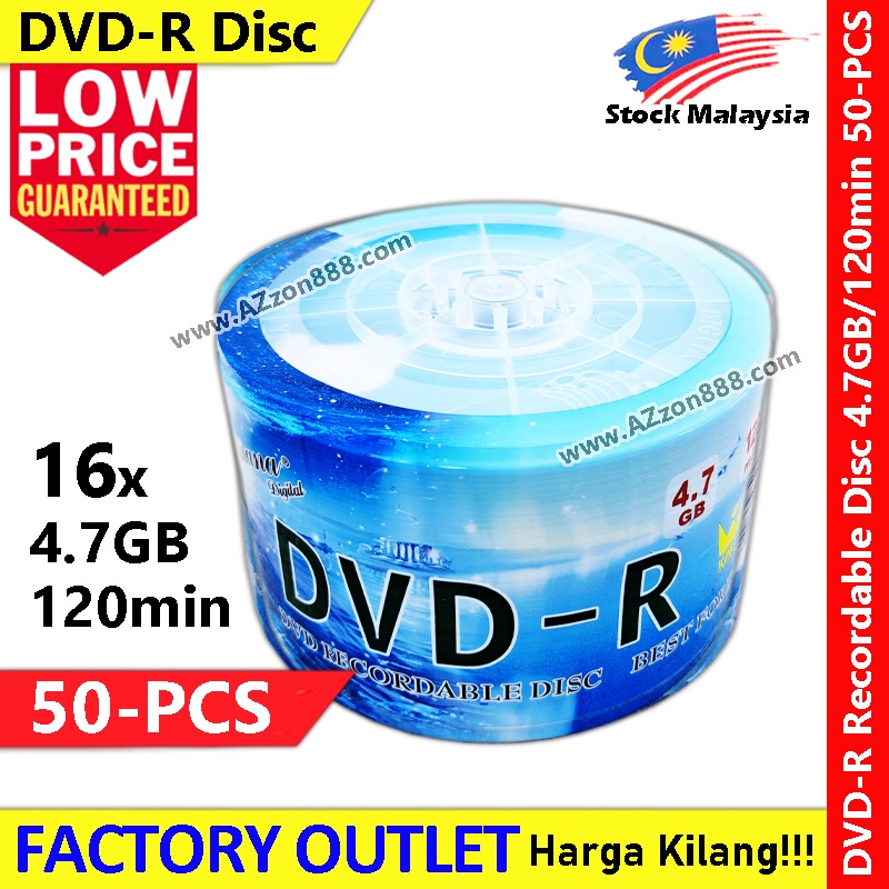 【50-PCS】 DVD-R Recordable Disc 4.7GB 120min 16xSpeed 1 X 50-PCS DVD ...