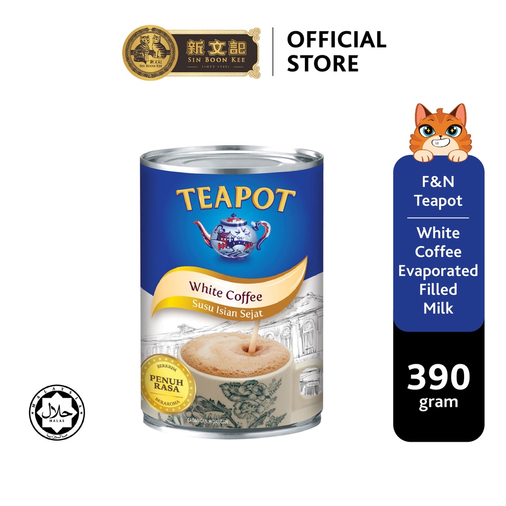[ HALAL ] F&N Teapot White Coffee Evaporated Filled Milk｜390g | Shopee ...