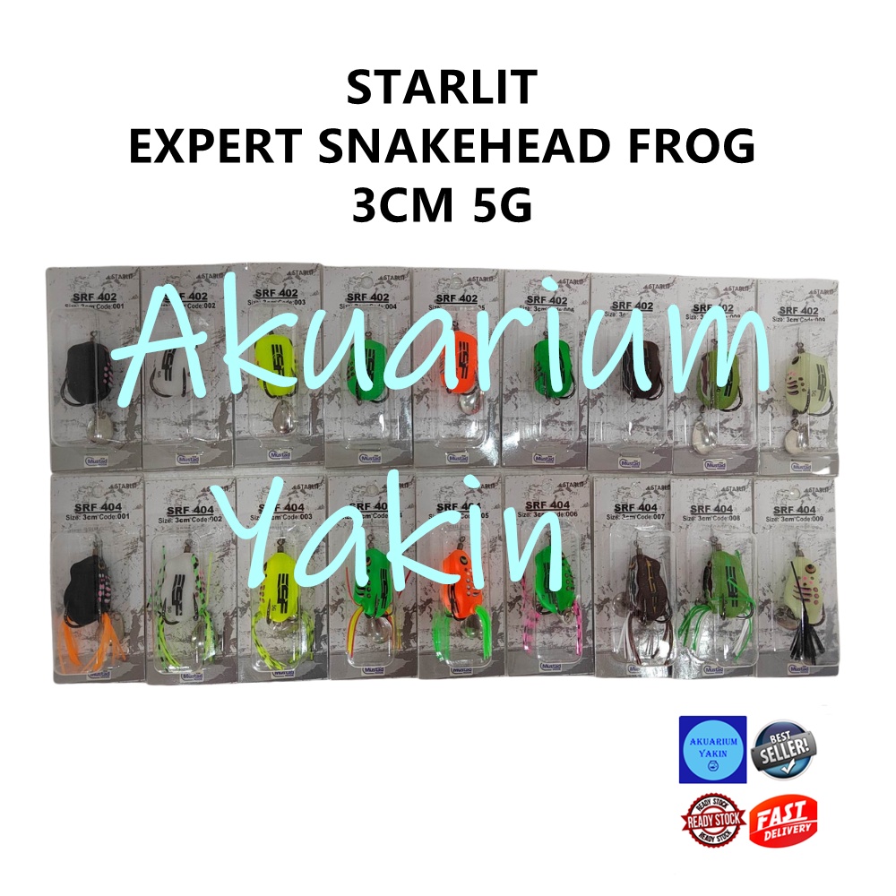 4077 STARLIT 3CM 5G EXPERT SNAKEHEAD FISHING SOFT FROG WITH MUSTAD HOOK ...