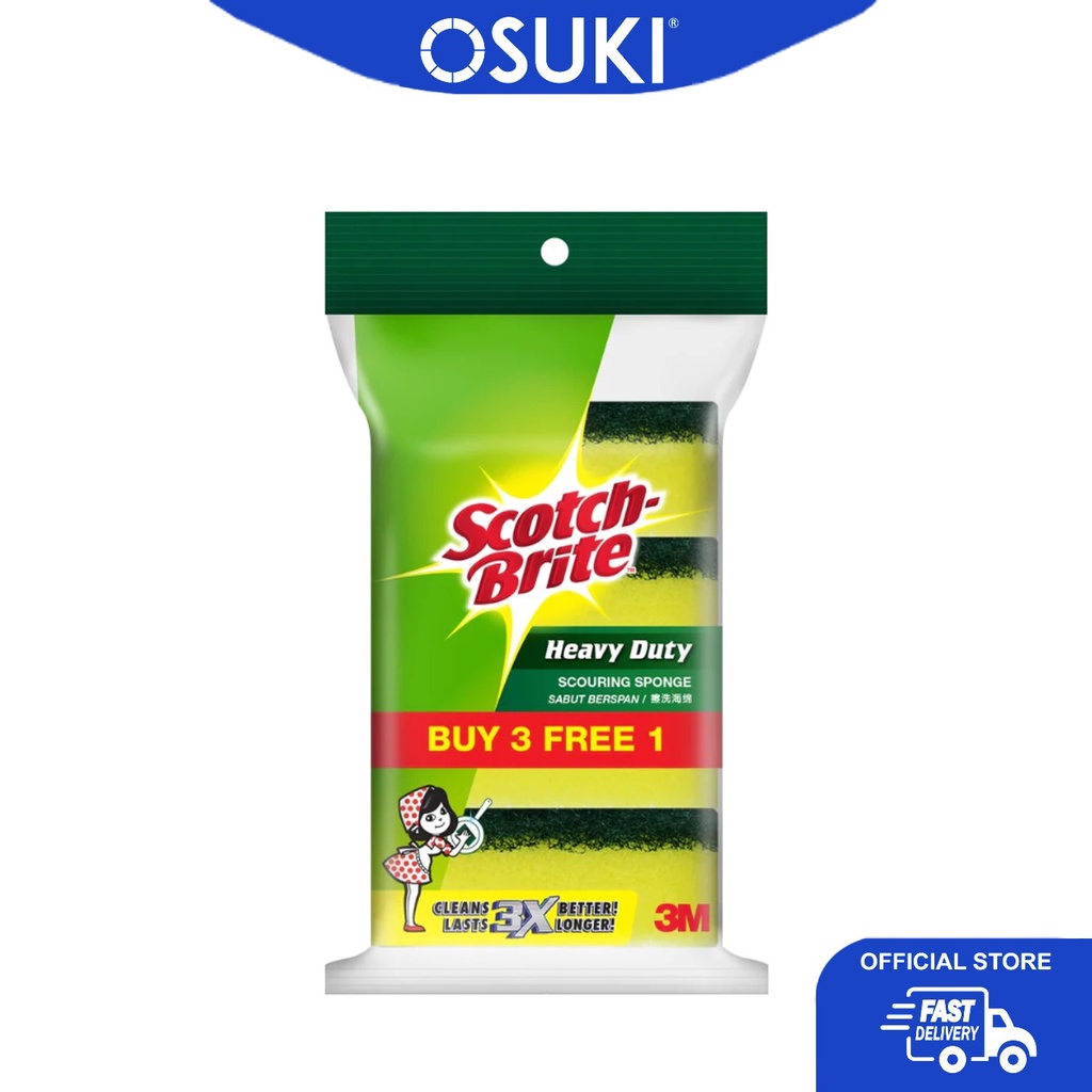 3M Scotch Brite Scouring Sponge (4 Pcs/Pack) | Shopee Malaysia