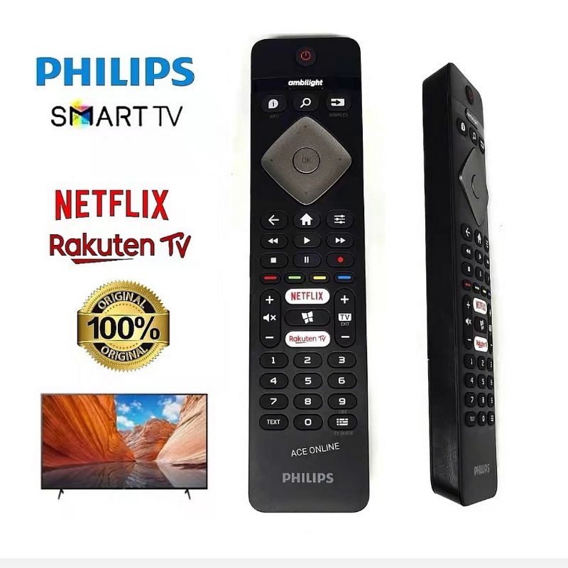 Original PHILIPS SMART TV REMOTE CONTROL WITH NETFLIX RATUTEN TV BUTTON ...
