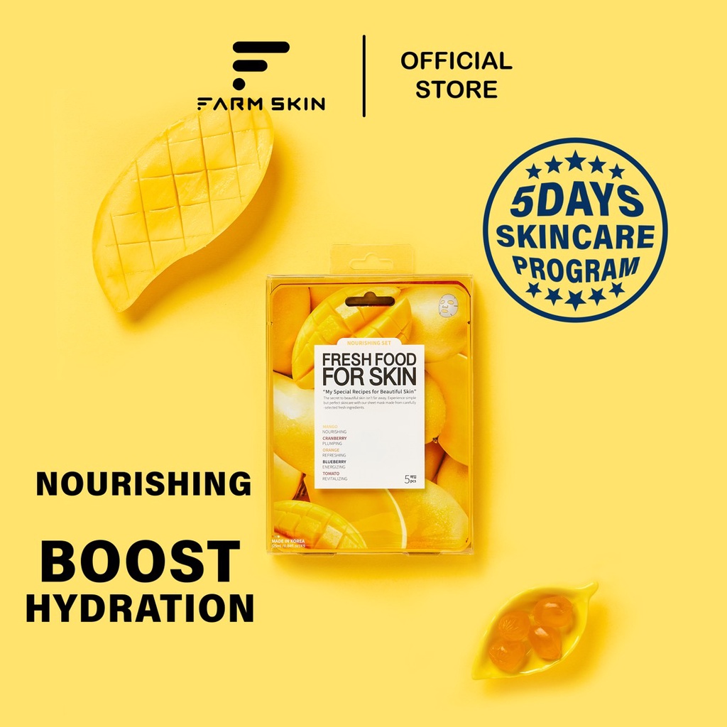 Farmskin Fresh Food Mango Nourishing Facial Sheet Mask Set (5 Pcs ...
