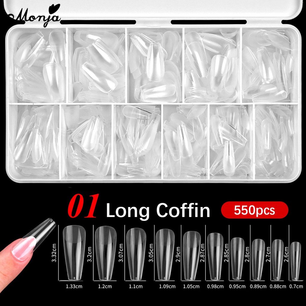 Monja 550Pcs Matte False Nail Extension For Toe Nails Full Cover Oval ...