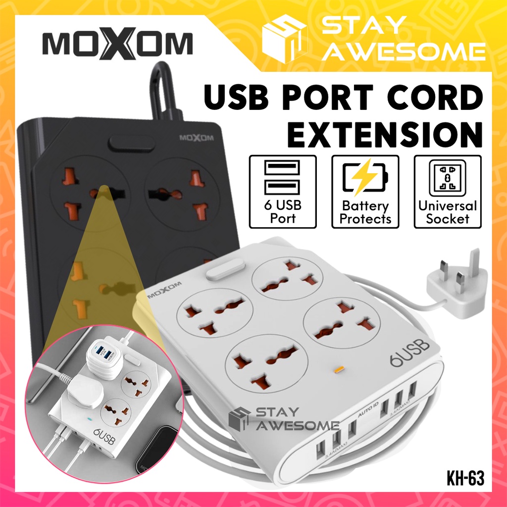 MOXOM Power Socket Extension Plug Heavy Duty Extension Wire Extension ...