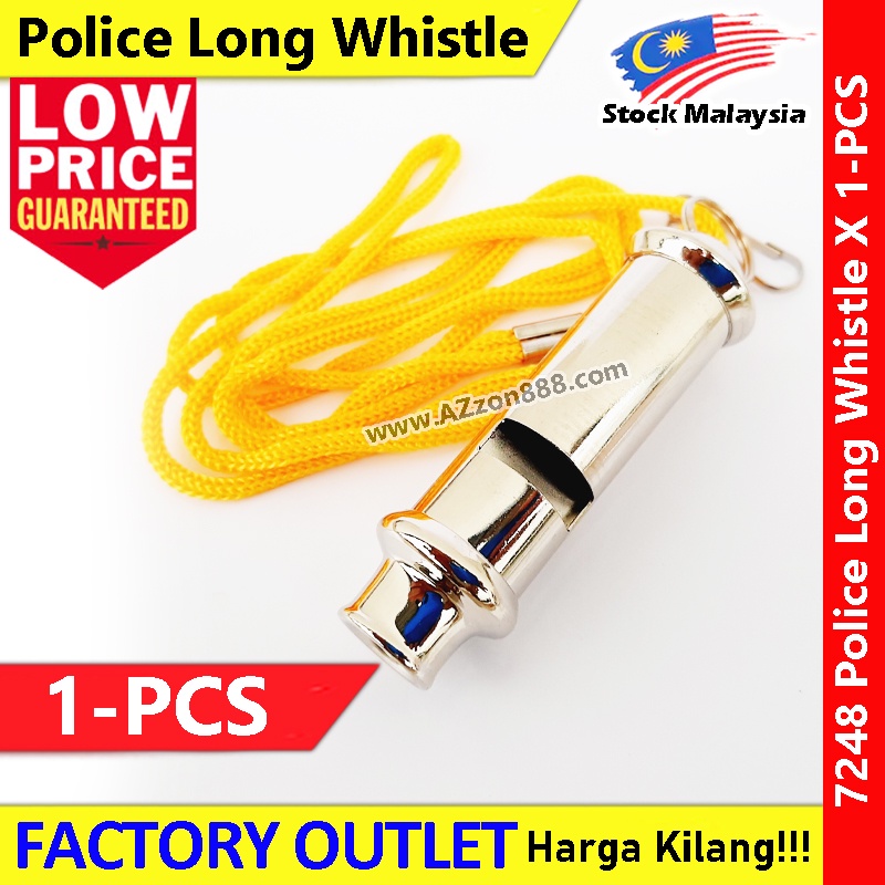 Police Long Whistle Standard Steel with Rope Neck Chain / Polis Wisel ...