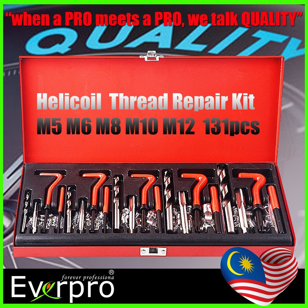 Helicoil Type Damaged Thread Repair Tool Kit 131pcs M5 M6 M8 M10 M12 ...
