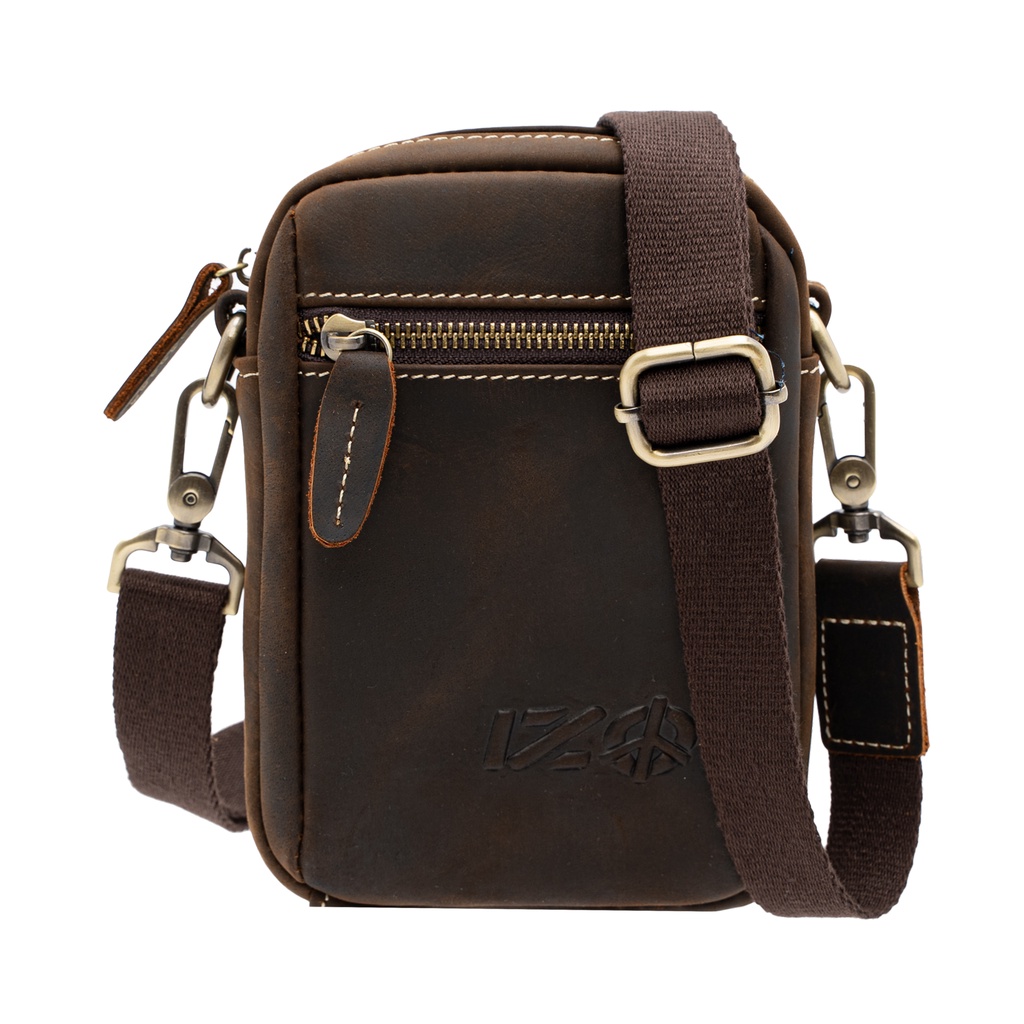 IZO Full Grain Leather 2 Ways Style Of Waist Bag Crossbody Sling Bag ...