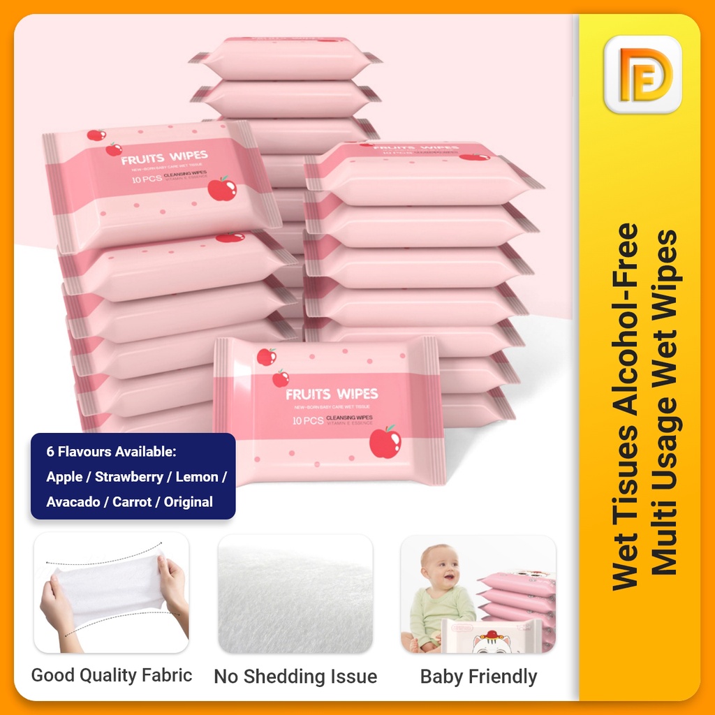 10pcs Tisu Basah Murah Wet Tissue Alcohol Free Multi Usage Wet Wipes ...