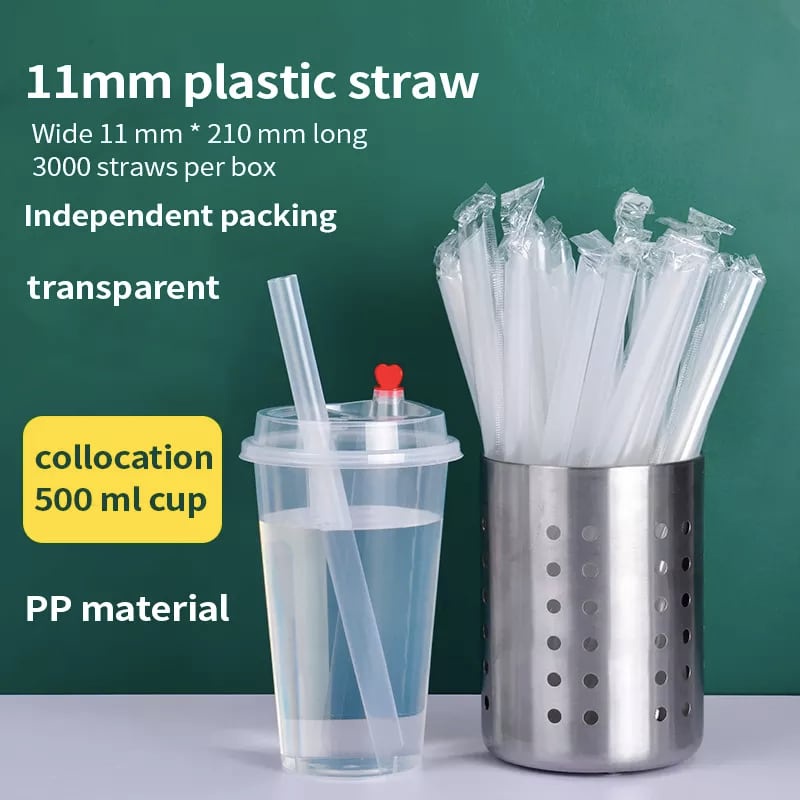 (100pcs/pack) 210mm Black Transparent Multi Color Plastic Straw ...
