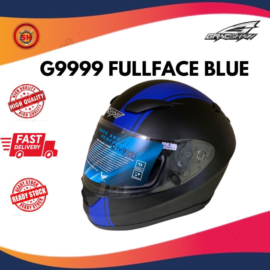 Helmet Gracshaw G9999 Full Face Black Matt G9999 GC Helmet (READY STOCK ...
