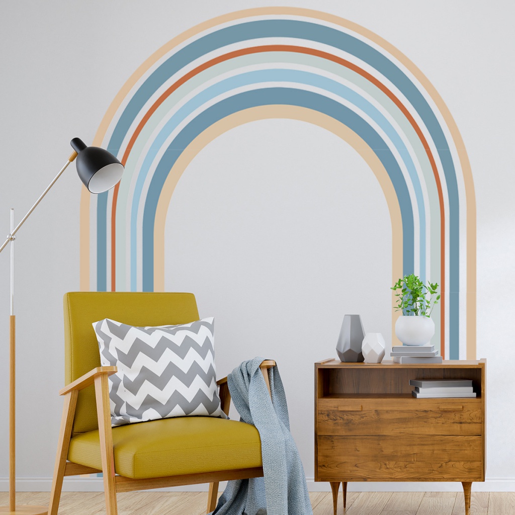 DIY sticker cute Wall Stickers Rainbow Arched Door Unique Creative ...
