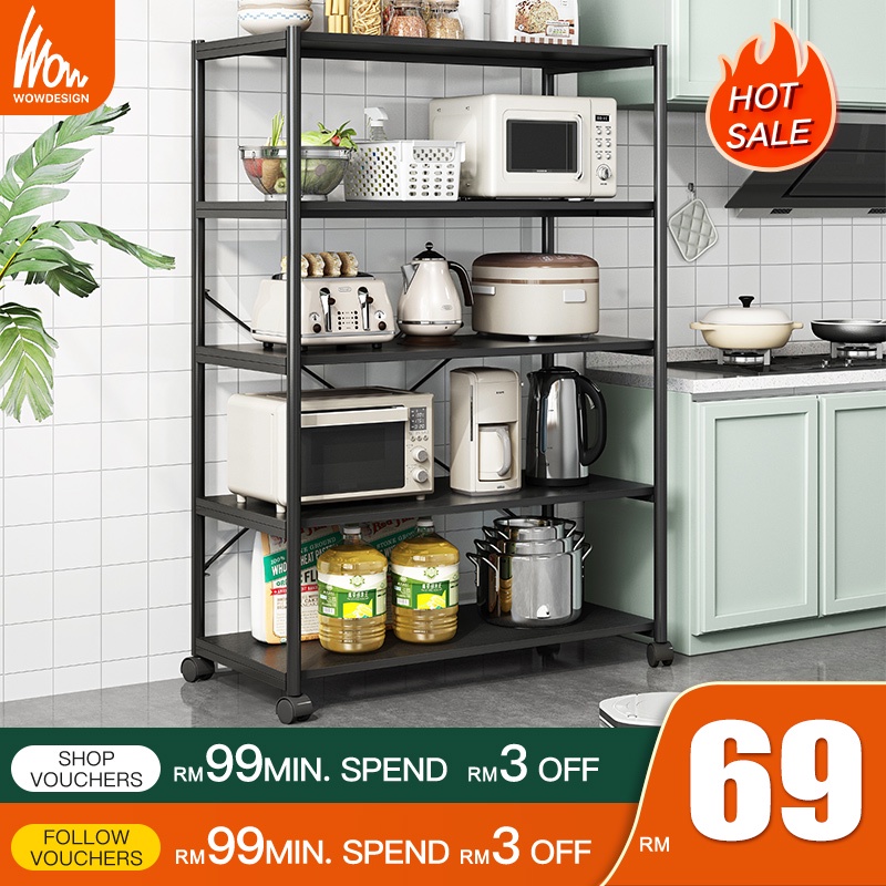 Storage Rack With Wheel Rak Dapur Rak Kabinet Kitchen Rack Kitchen ...