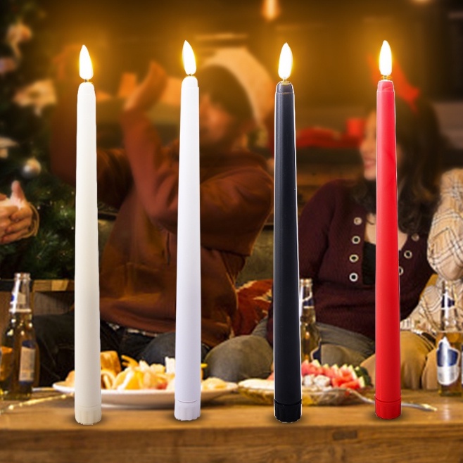 3D Flicker Flameless Candles Long Rod Electronic Candle Lamp Battery ...