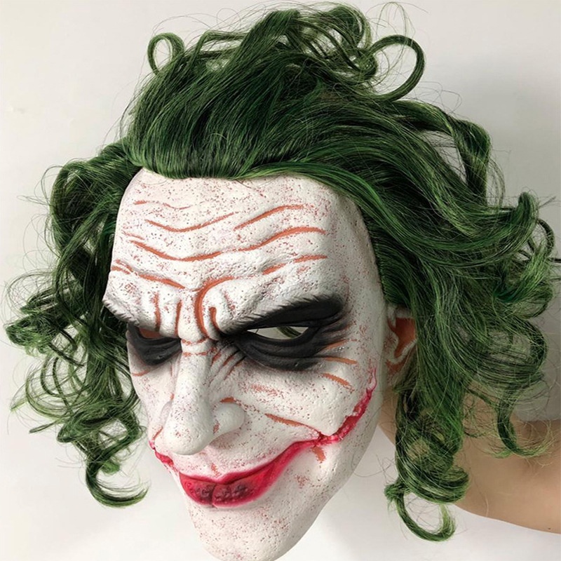 Batman Heath Ledger Joker rambut palsu topeng hantu seram muka penuh ...