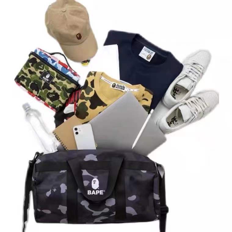 BAPE Black Grey Camo Duffel Shoulder Sling Bag *Japanese Magazine GWP ...