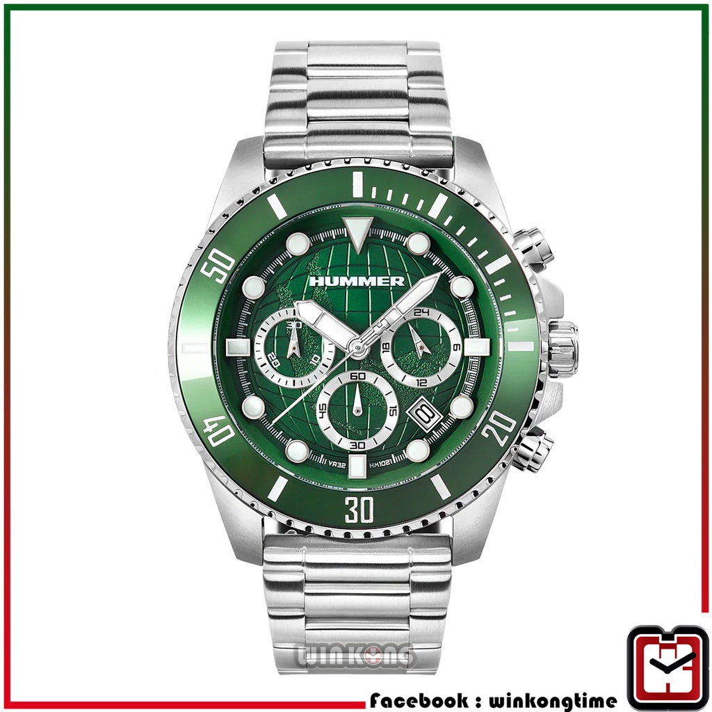 HUMMER MEN CHRONOGRAPH SPORTS 1020 SILVER GREEN STEEL (1 Years ...