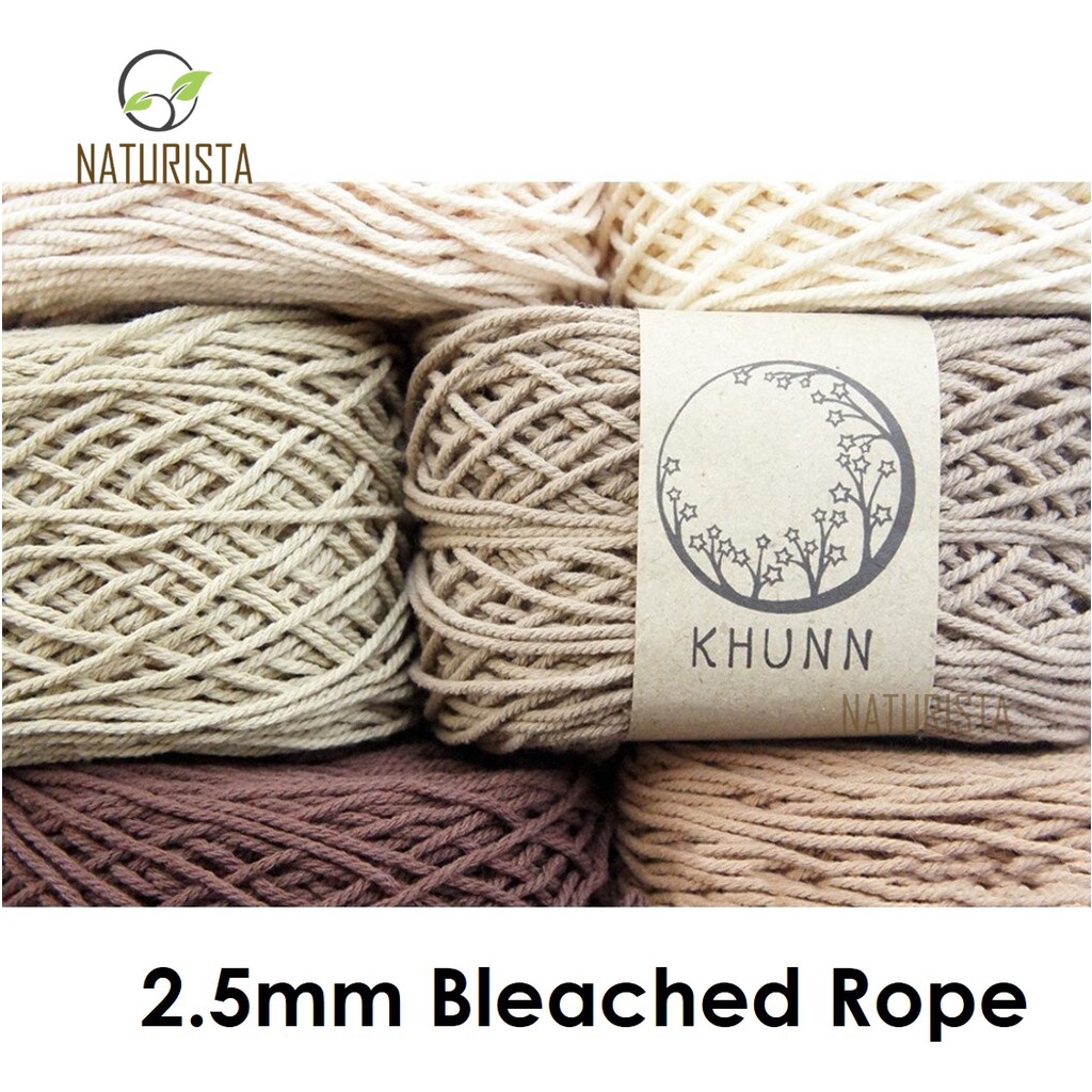 [100g] Original KHUNN Bleached Cotton Rope 2.5 mm Macrame Crochet ...