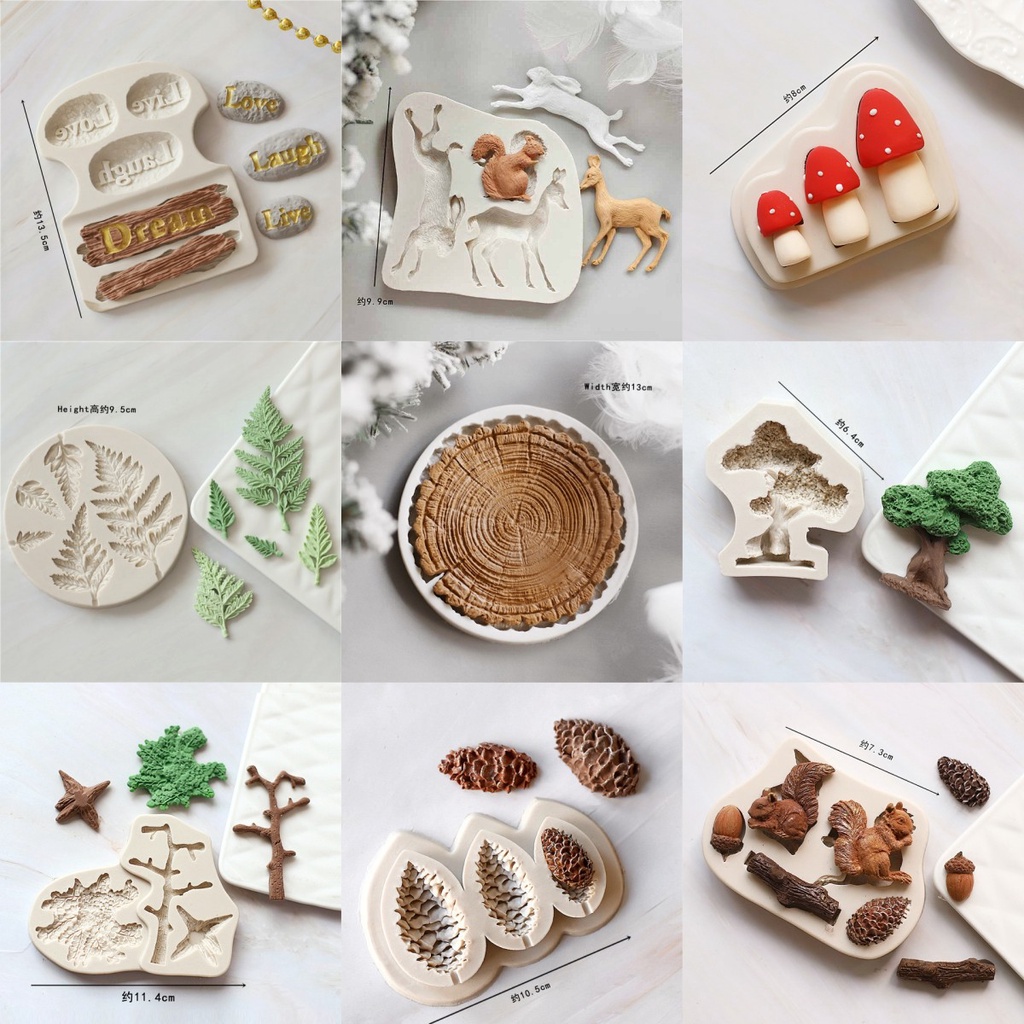 Forest Style Filbert Squirrel Wood Pinecone Tree Root Silicone Cake ...