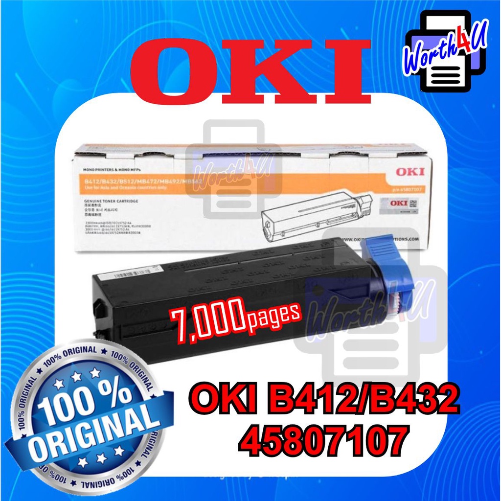 OKI 45807107 Original Toner 7000 pages for B412 B432 B512 MB472 MB492 ...