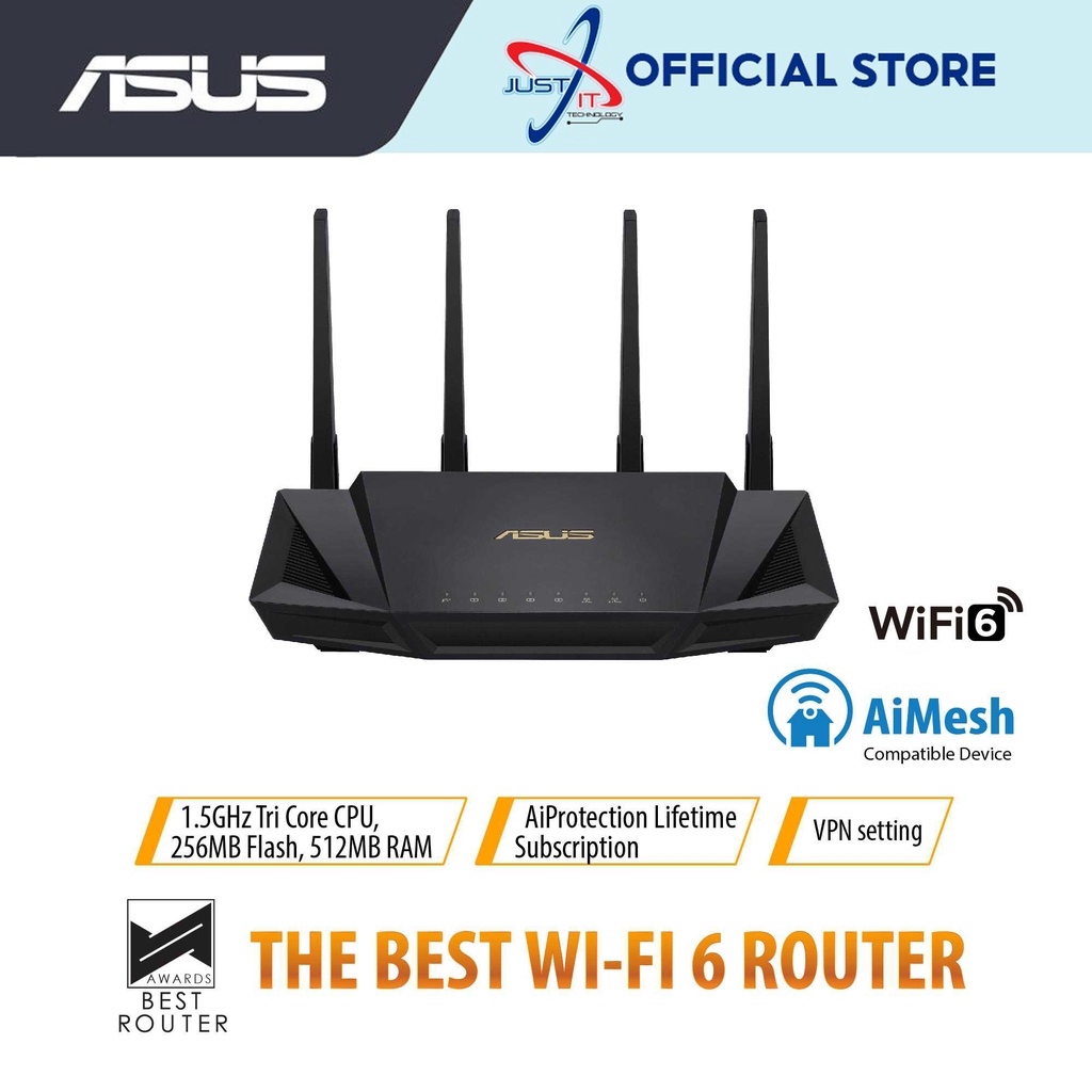 ASUS RT-AX3000 AX3000 DUAL BAND Wi-FI 6 ROUTER | Shopee Malaysia
