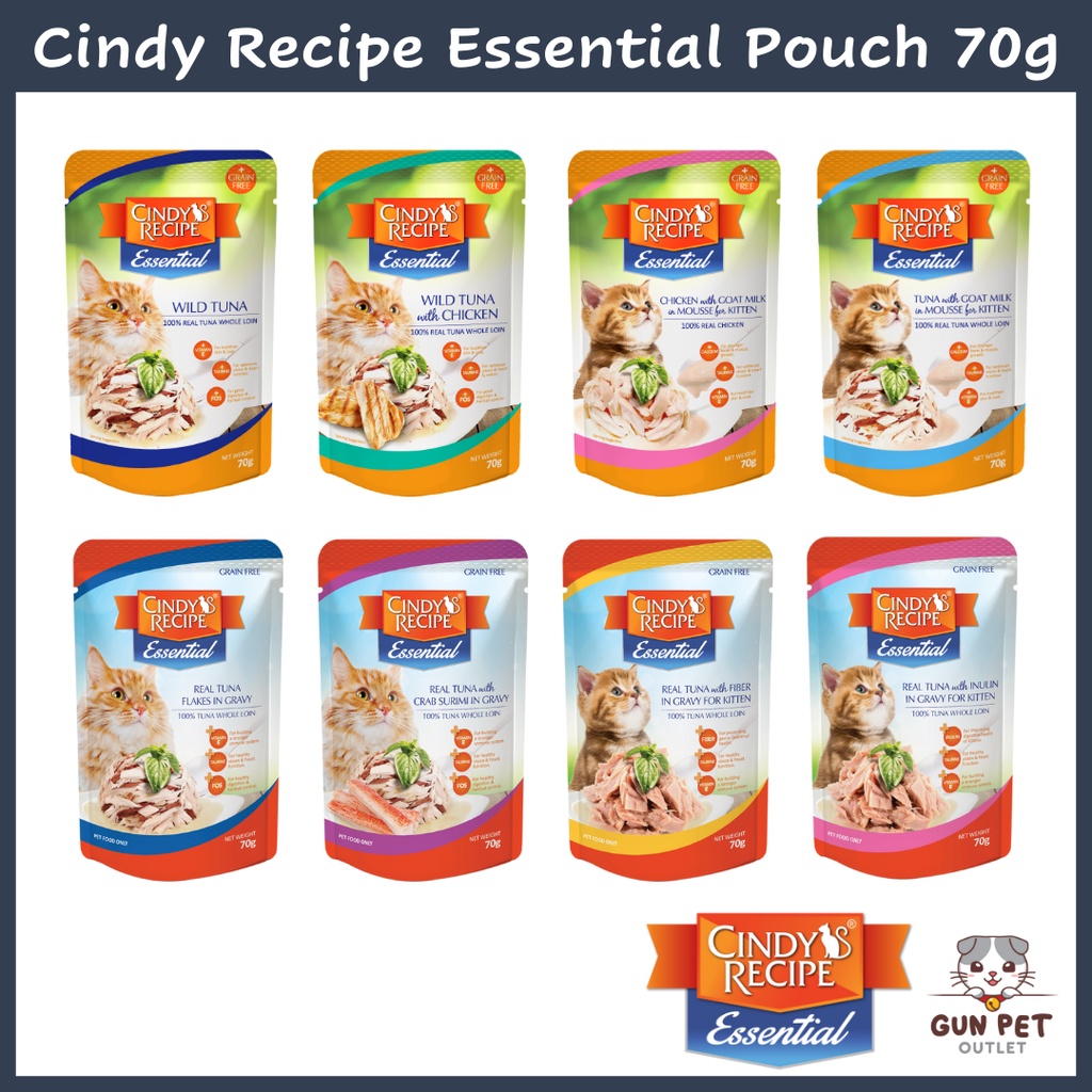 GUN PET Cindy Recipe Essential Pouch 70g Kitten Cindy's Cat Pouch Wet ...