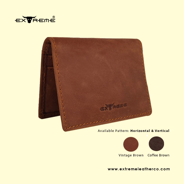 [Extreme] Minimalist Leather Bifold Credit Card Holder Men Wallet Brown ...