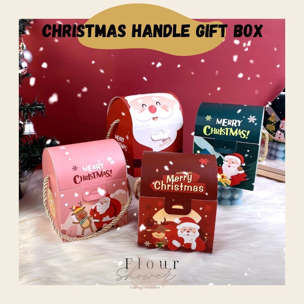 FS Christmas Handle Gift Box Treat Box Goodies Box | Xmas Box | Pastry ...