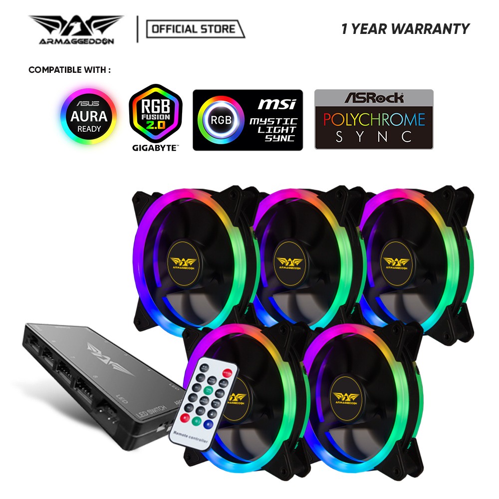 Armaggeddon Tessaraxx Dual Loop ARGB Fan 5 Unit Combo | Free Aura Sync ...