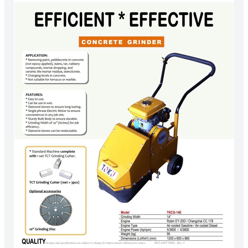 Toku Concrete Grinder With Robin Engine (TKCG-14E) | Shopee Malaysia