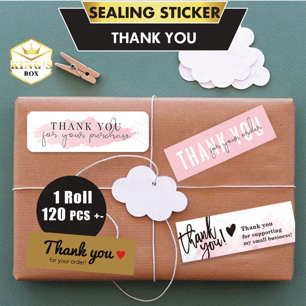 120PCS Sealing Sticker Rectangle Size Decorate Box Package Thank You ...