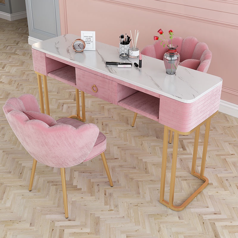 Manicure table and chair set imitation marble two-story manicure shop ...