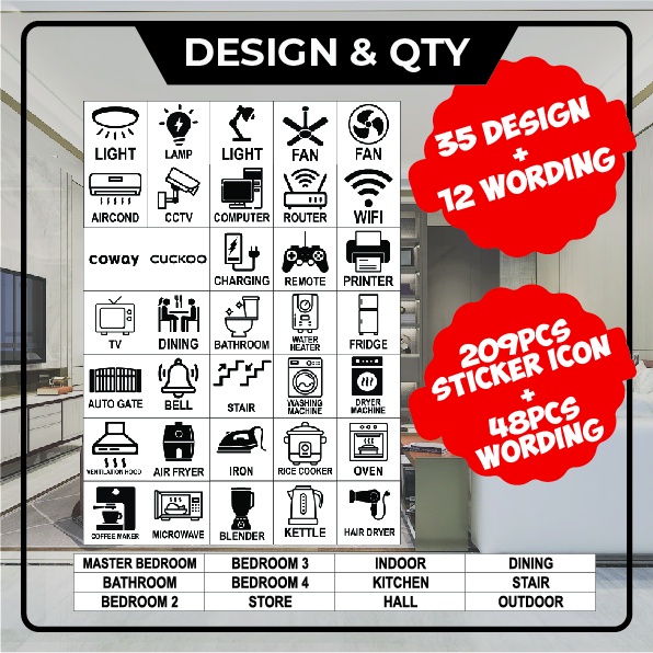 257pcs Sticker Suis Rumah, Stiker Suis Label , high quality, Plug ...