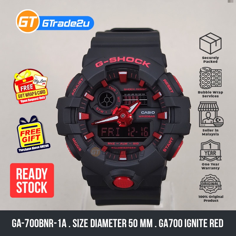 Original G Shock GA-700BNR-1A GA700BNR-1A Digital GA700 Ignite Red ...