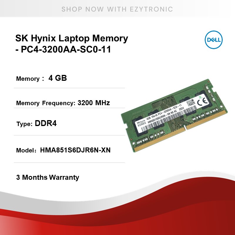 SK Hynix 4GB Ram PC4-3200AA DDR4 3200Mhz SO-DIMM Memory HMA851S6DJR6N-XN for laptop | Shopee ...