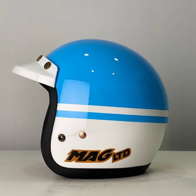 MAG LTD 5 Button 2 Tone Blue White Polycarbonate Helmet | Shopee Malaysia