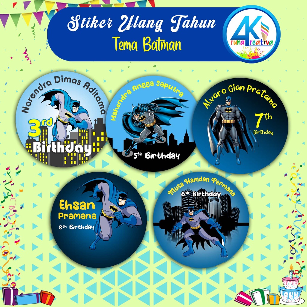 Arunakreativa Batman Birthday Stickers / Mini Birthday Tumpeng Stickers ...